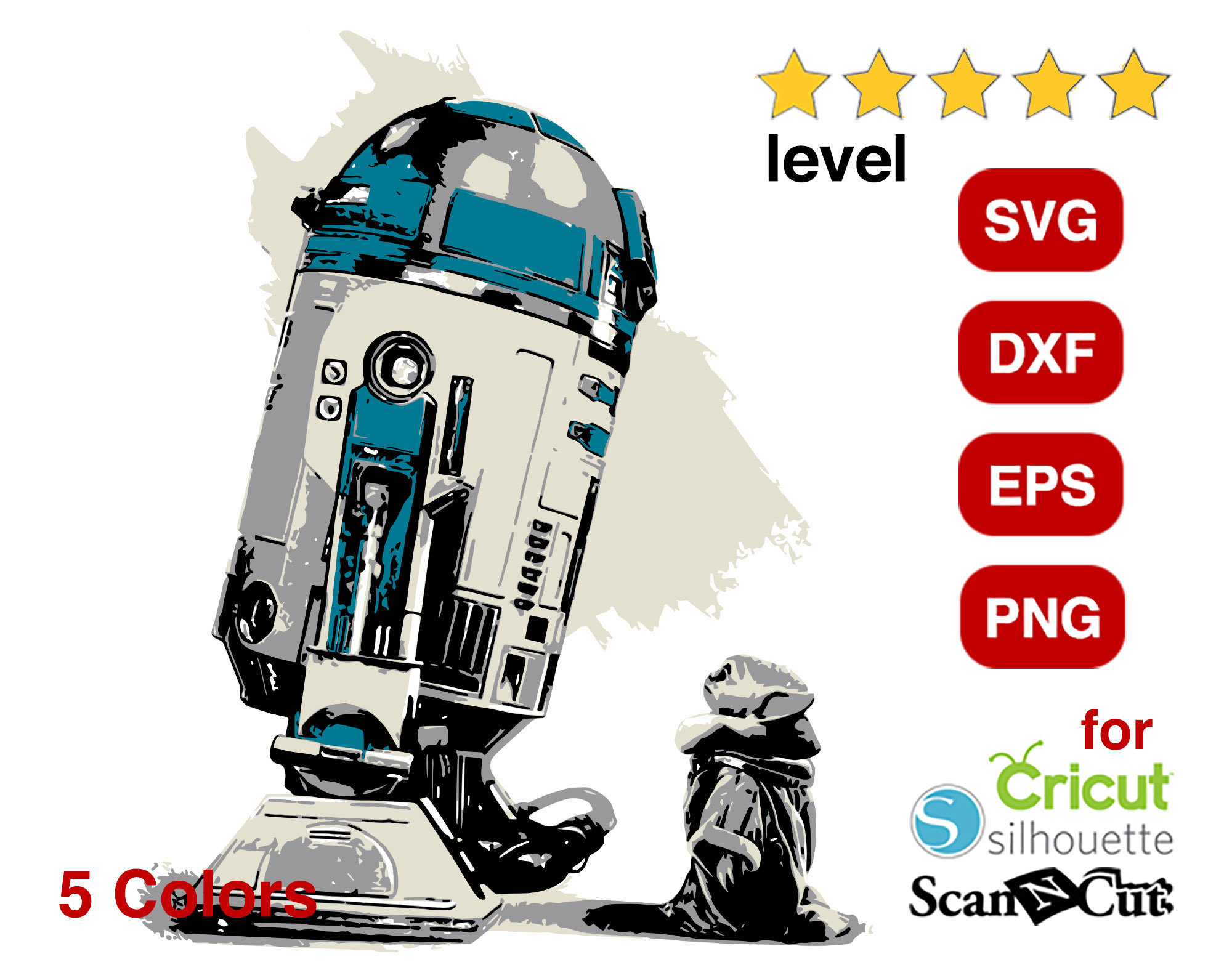 R2D2 Yoda Svg, Eps, Dxf, R2D2 Yoda Png for Cricut, Silhouette Cameo ...