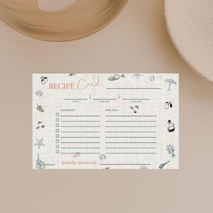 Digital Coastal Recipe Card PDF - Etsy