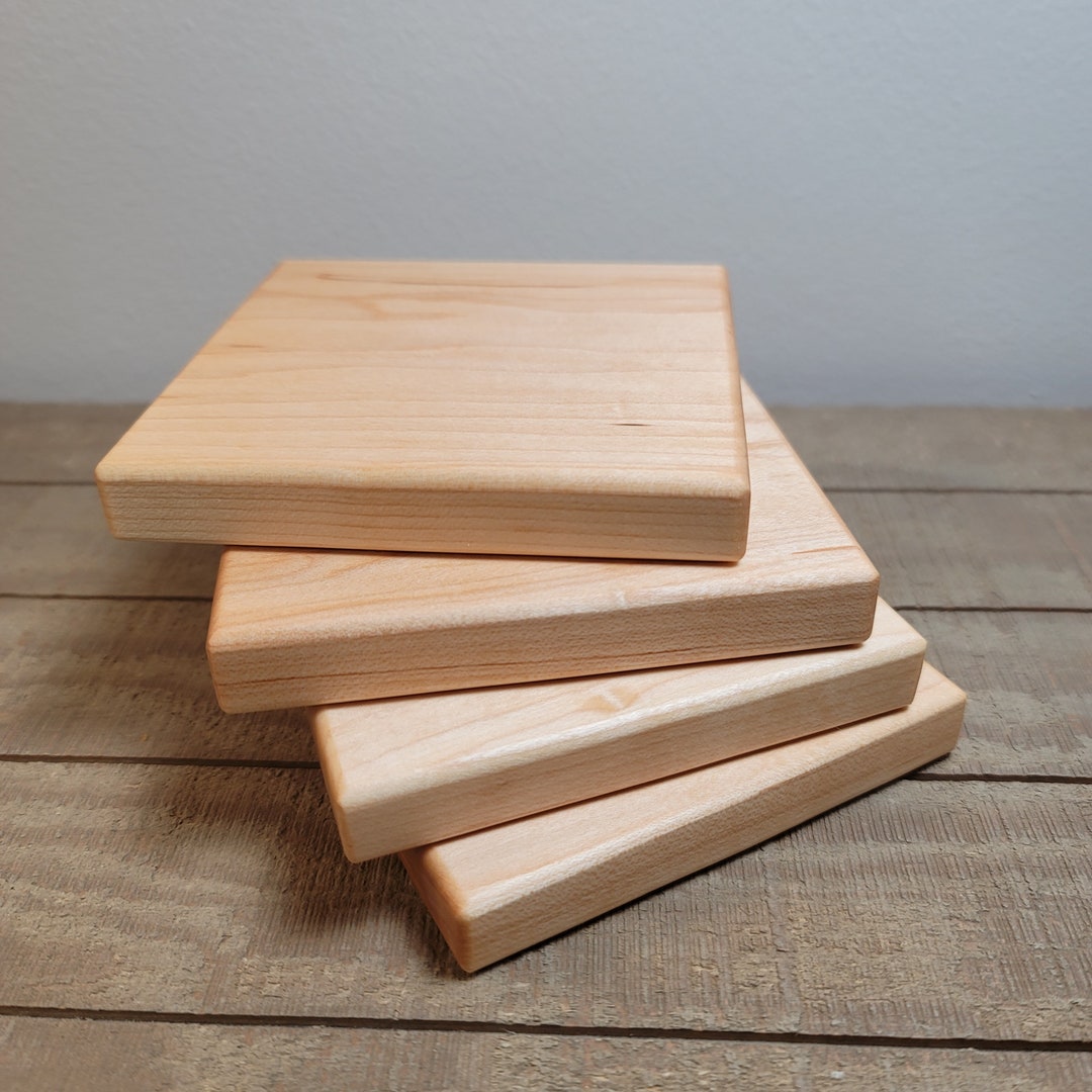 Hard Maple Coasters: Elegant Wood Coaster Set - Etsy