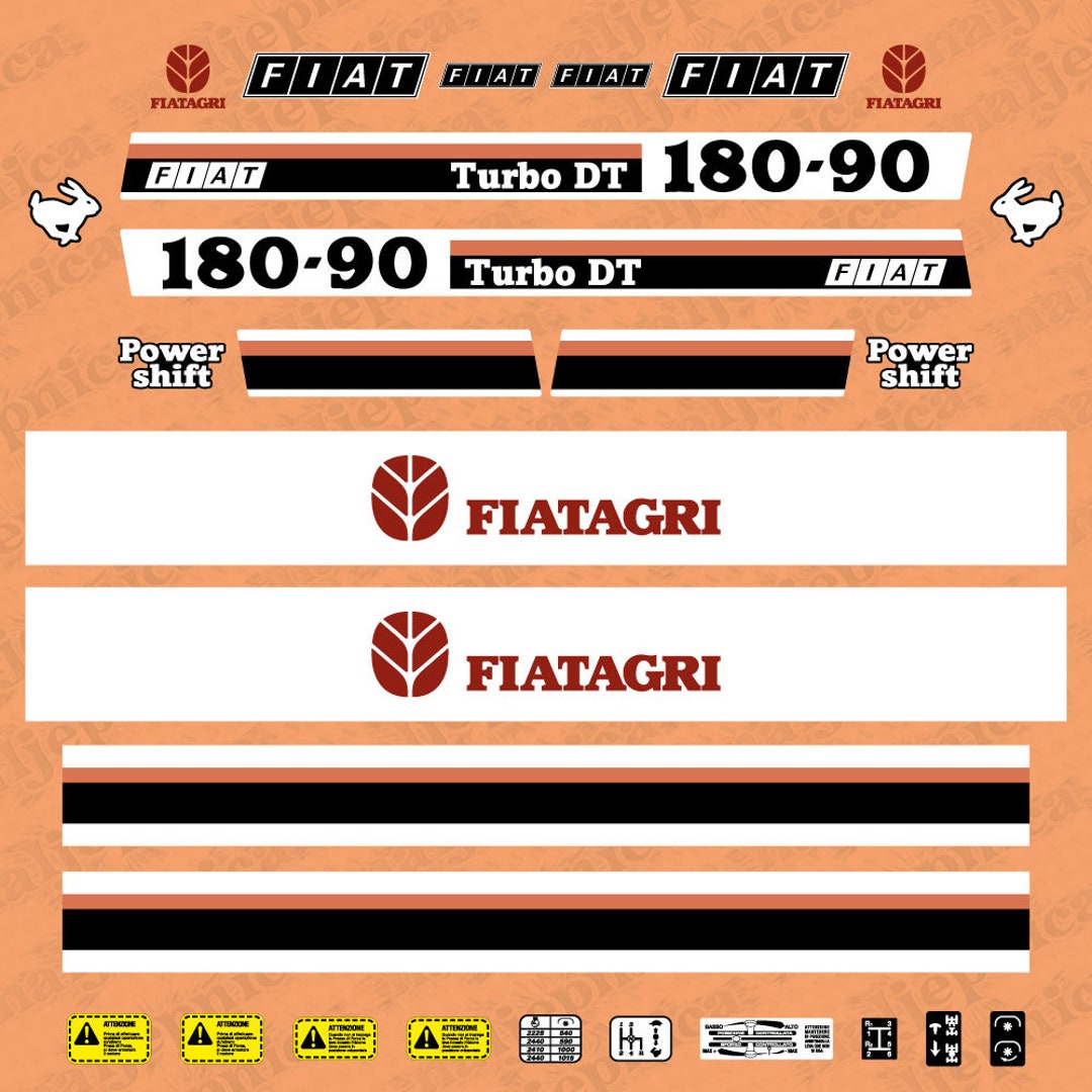 Fiat Fiatagri 180-90 Turbo DT Powershift Aftermarket Replacement Tractor Decal Sticker Set ...