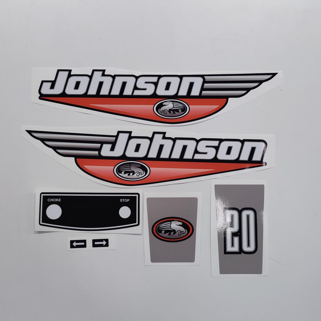 Johnson 20 Outboard (1992 - 2000) Red Aftermarket Replacement Decal ...