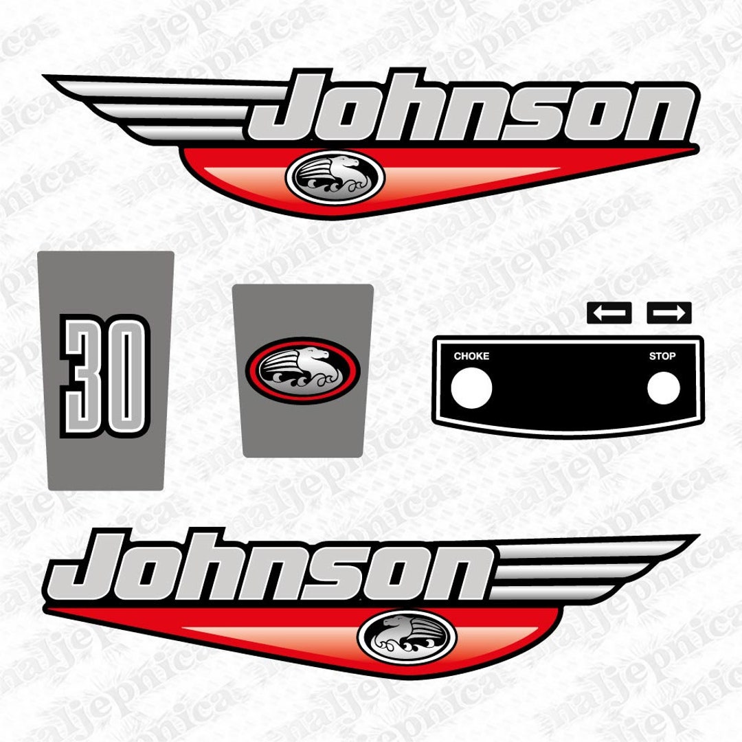 Johnson 30 Outboard 1992 2000 Red Aftermarket Replacement Decal ...