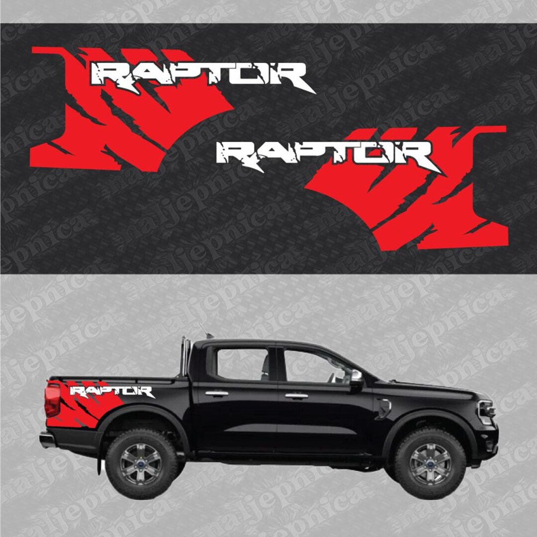 Aftermarket Replacement Decals to Fit Ford Raptor FANG Red White for ...