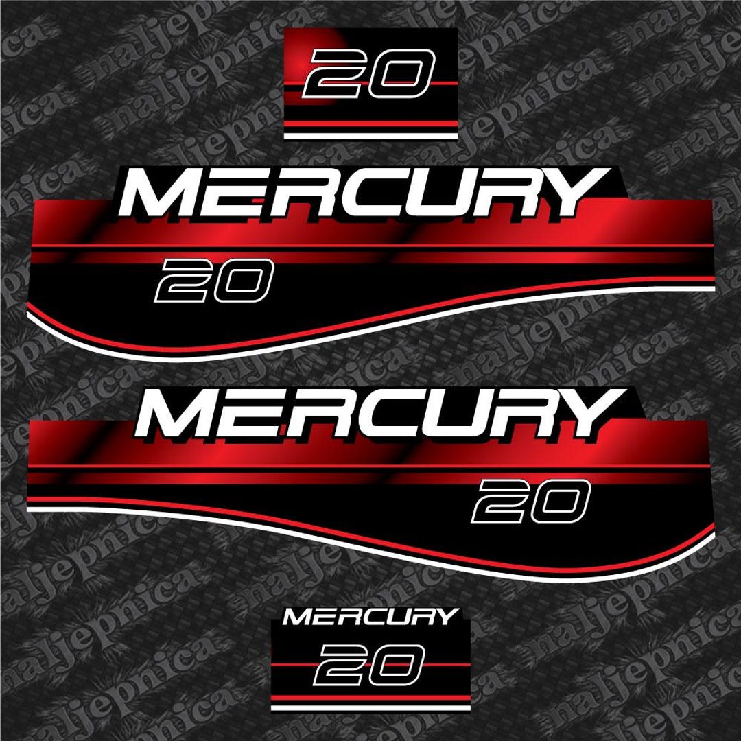Mercury 20 Aftermarket Replacement Decals 1994-1998 Outboard Sticker ...
