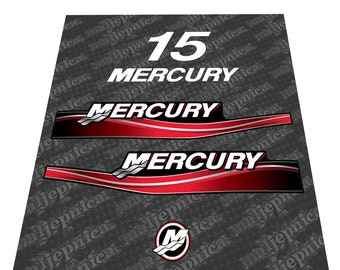 Mercury 15 HP Four Stroke 2006 Outboard Engine Decals Sticker Set ...