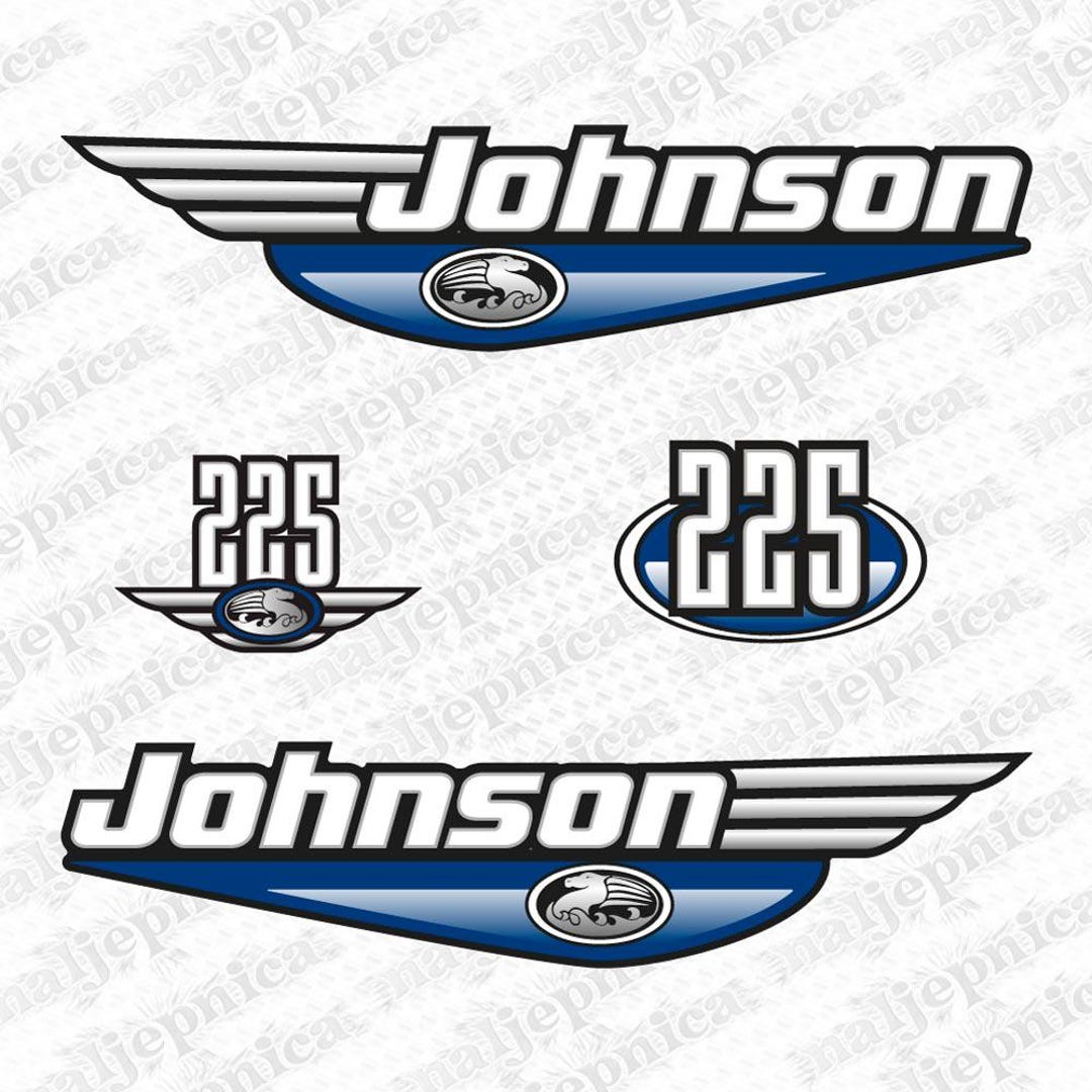 Johnson 225 Outboard (1992 - 2000) BLUE Aftermarket Replacement Decal ...