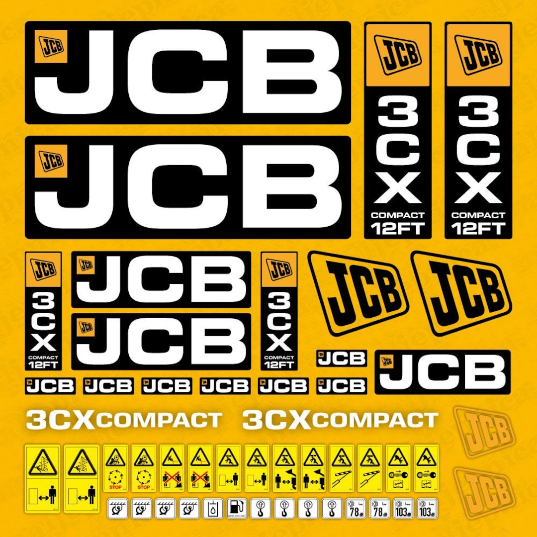 JCB 3CX Compact 12FT Equipment Machinery Aftermarket Decal / Aufkleber ...