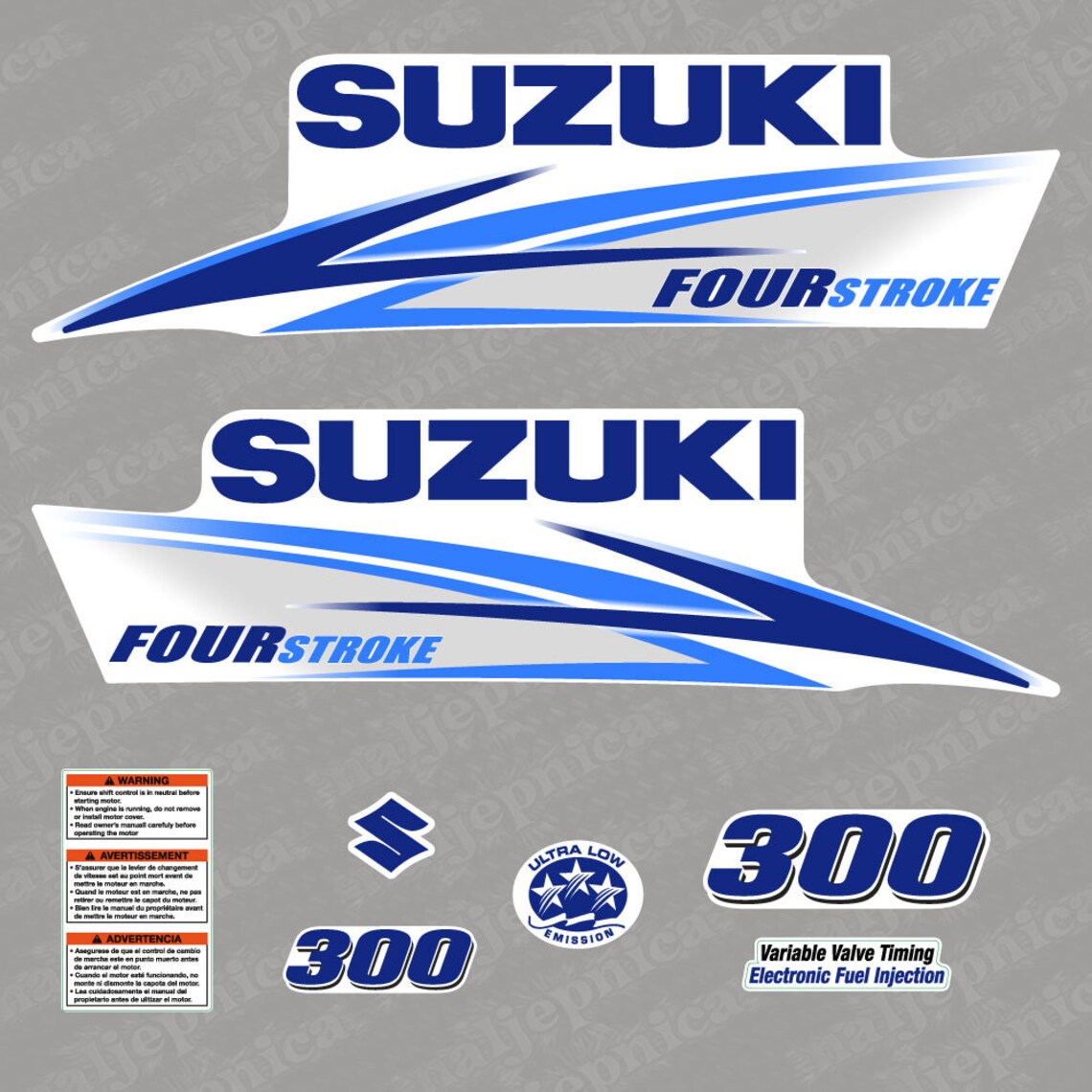Suzuki 300 Four Stroke Blue 2013 Outboard Decal Sticker Set - Etsy