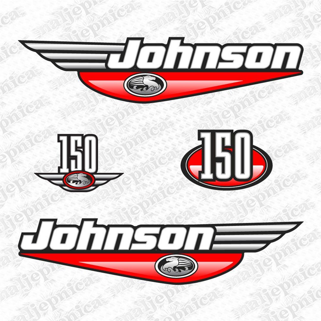Johnson 150 Outboard (1992 - 2000) RED Aftermarket Replacement Decal ...