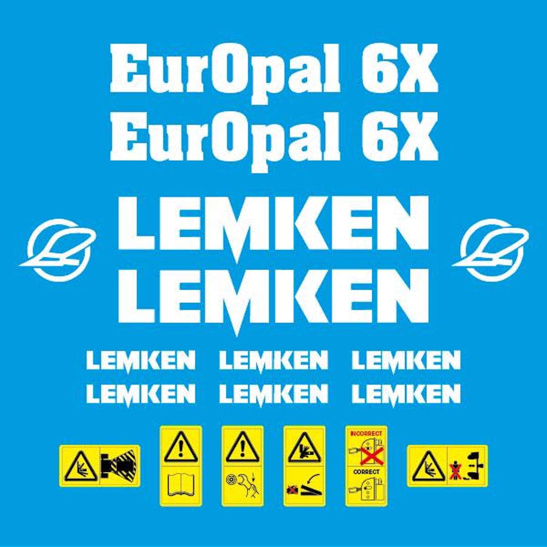 Lemken Europal 6X Plow Pflug Aftermarket Replacement Decals / Aufkleber ...