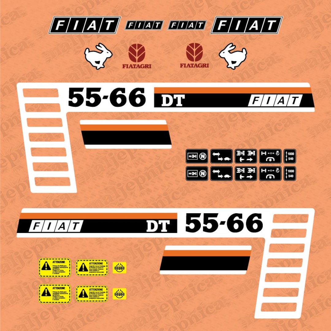 Fiat Fiatagri 55-66 Aftermarket Replacement Tractor Decal Sticker Set ...