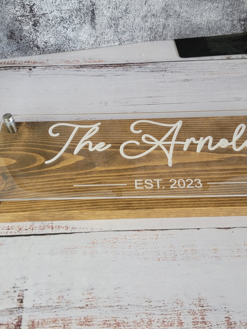 Personalized Family Name Sign: 3D Wood & Acrylic, Established Date - Etsy