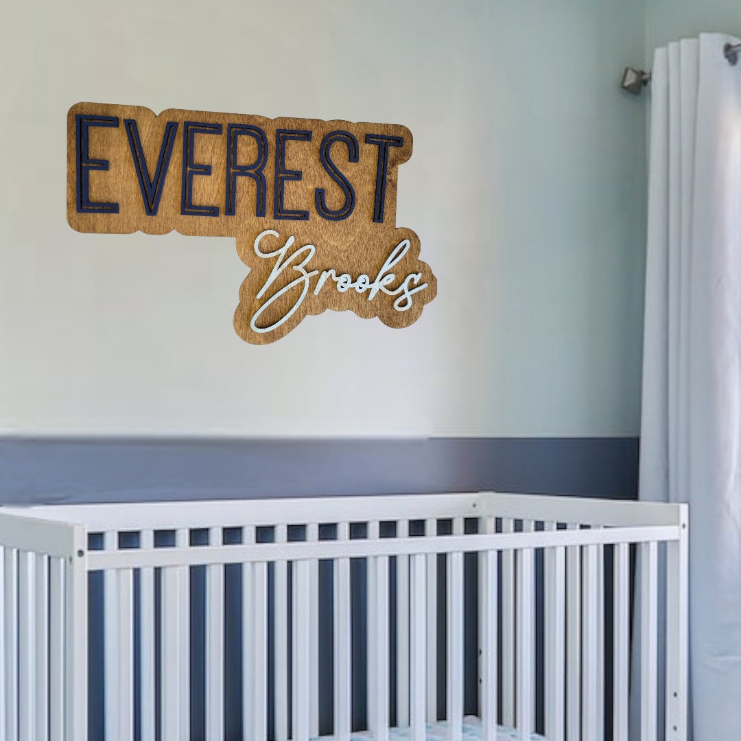 Layered Wood Name Sign: Nursery Decor, Above Crib - Etsy