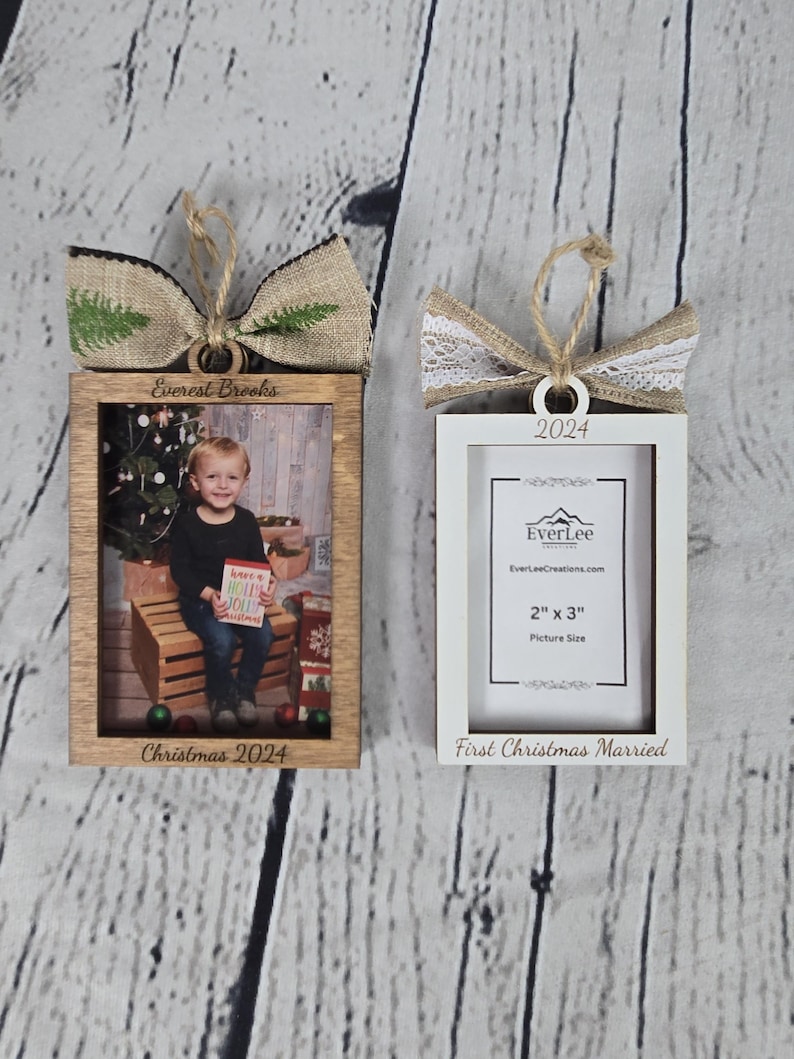 Personalized Photo Ornament: Engraved Wood Picture Frame, Wallet Size ...