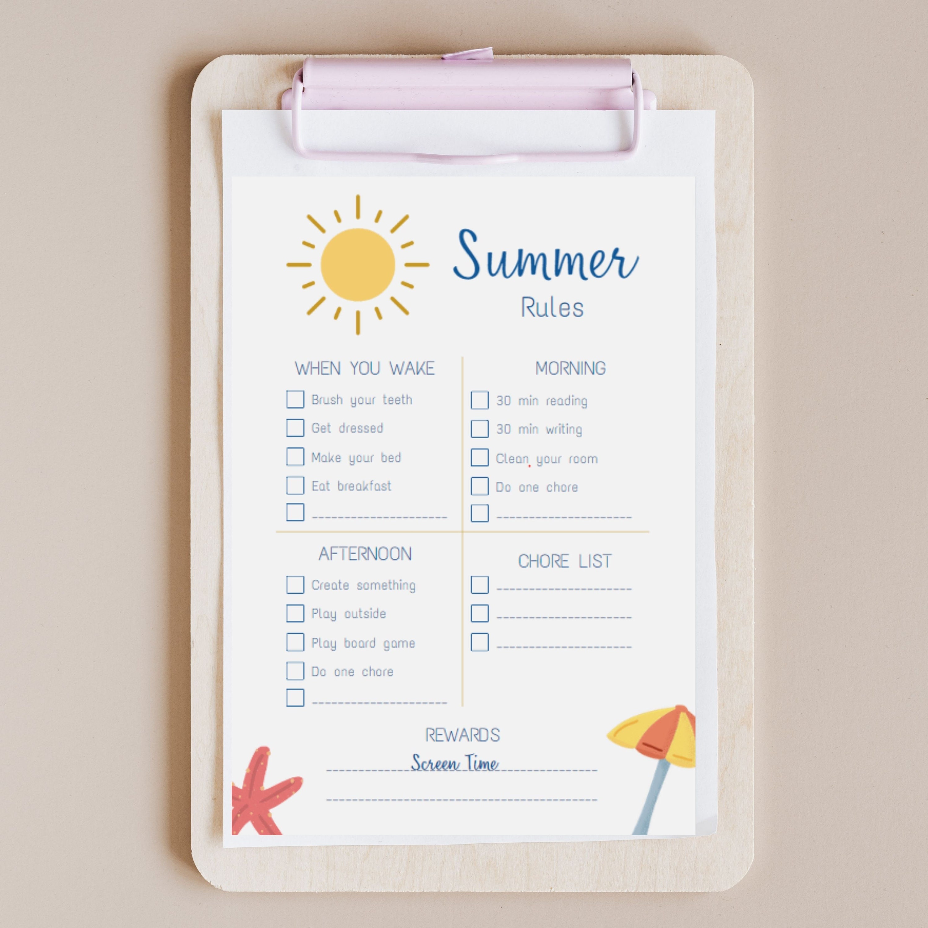 Summer Rules Editable Template - Etsy