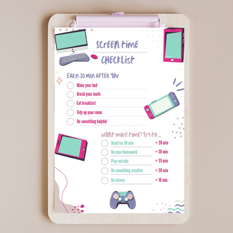 Screen Time Checklist - Etsy