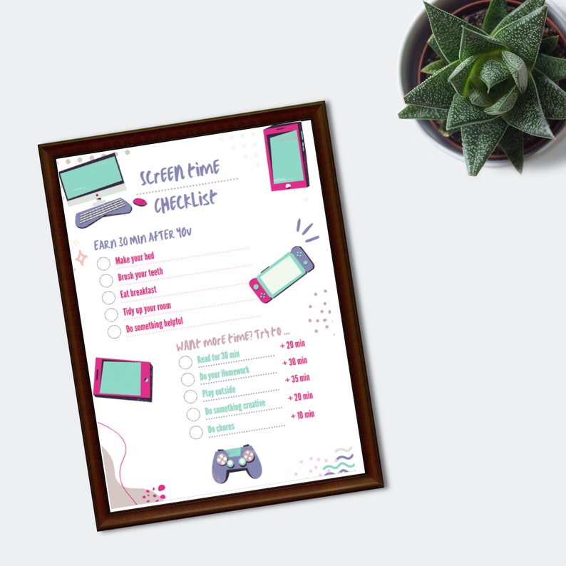 Screen Time Checklist - Etsy