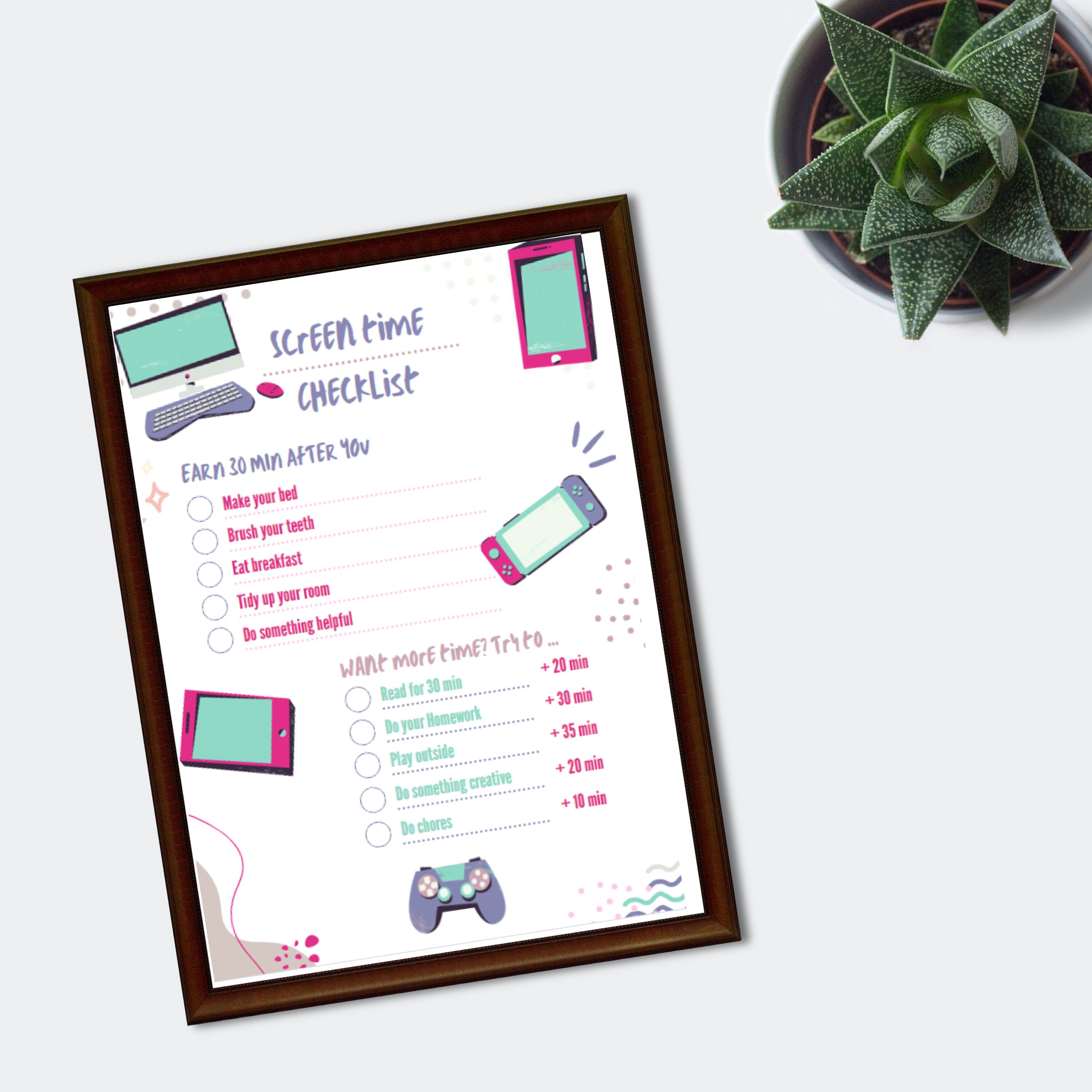 Screen Time Checklist - Etsy