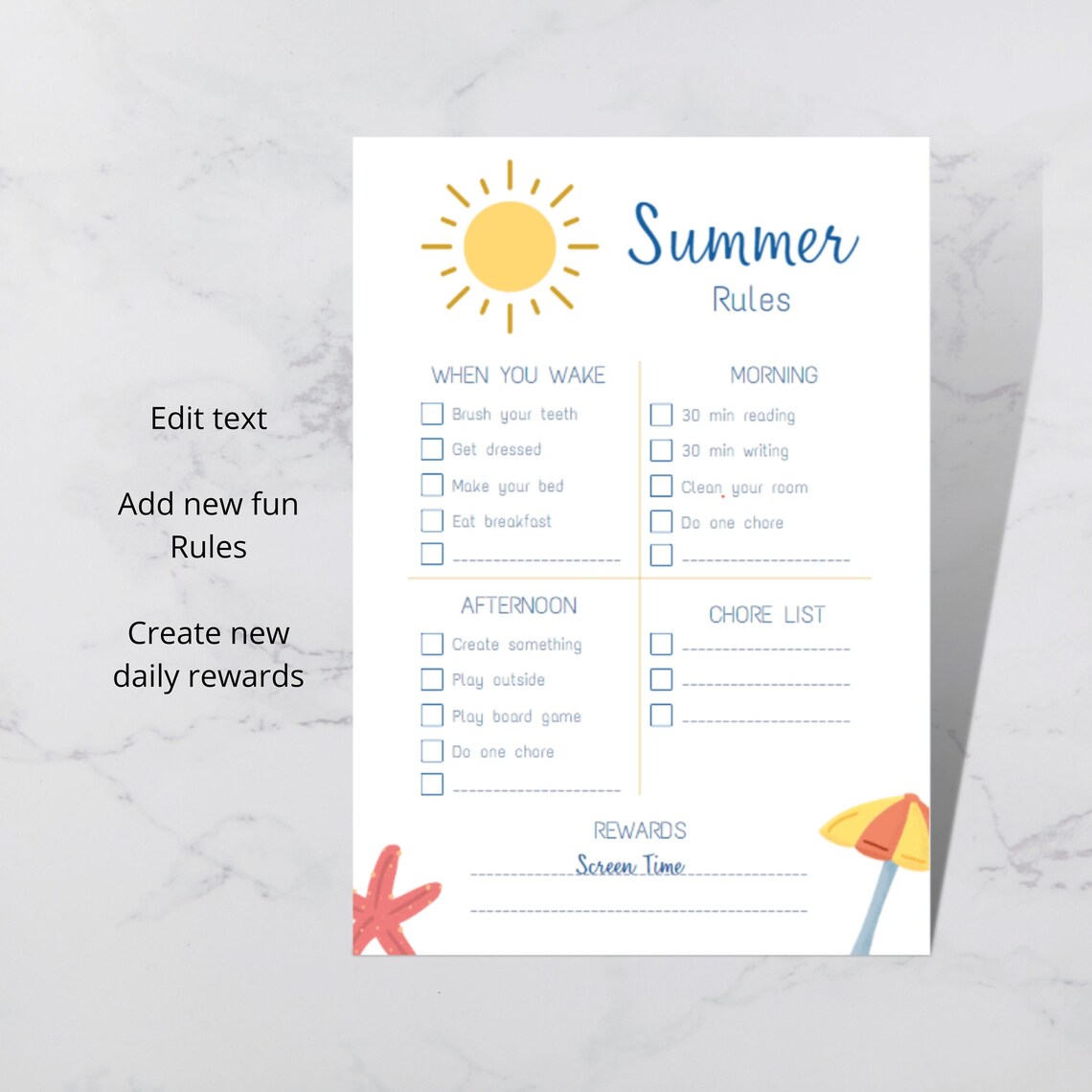 Summer Rules Editable Template - Etsy