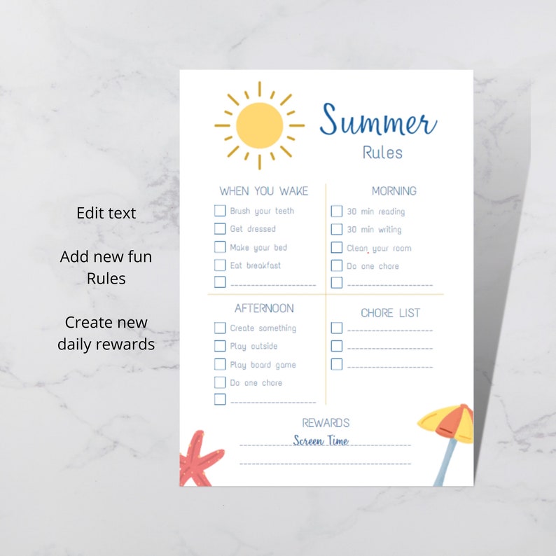 Summer Rules Editable Template - Etsy