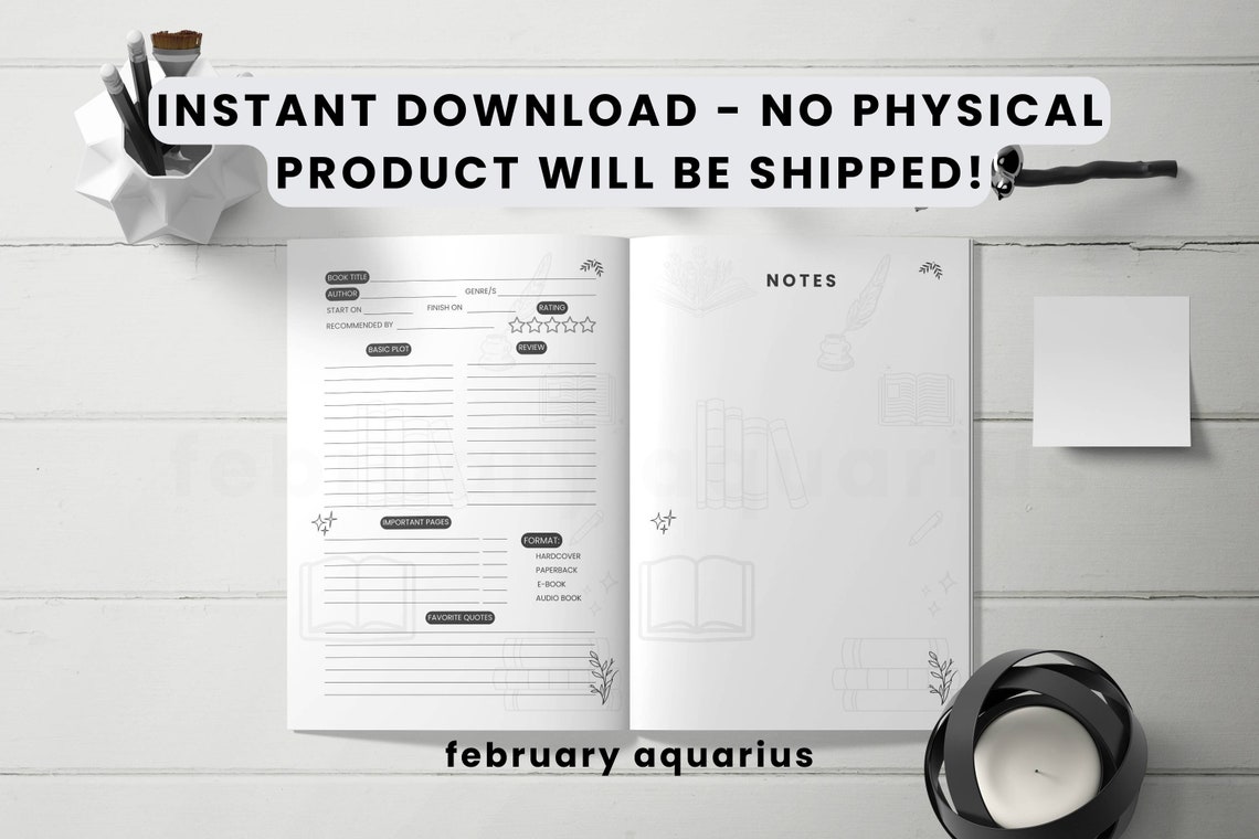 Book Review Tracker Printable Reading Log, Review Planner, Literary ...