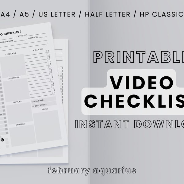 Youtube Video Checklist - Etsy