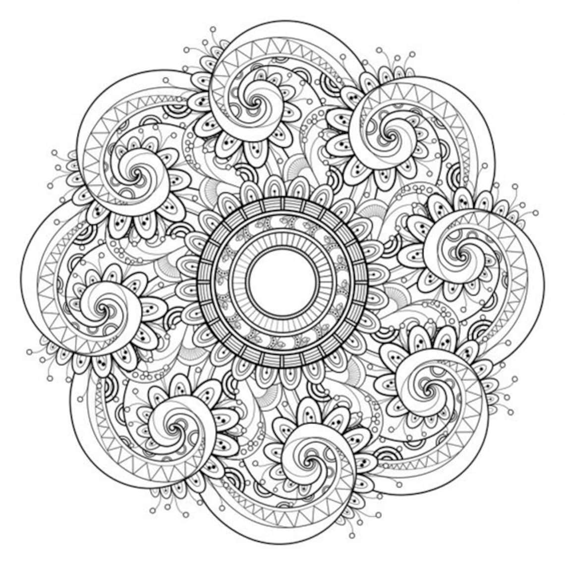 Adult Coloring Pages - Printable Digital Mandala, Floral, and Pattern ...