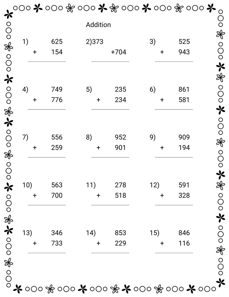 Addition Worksheet, 150 Practice Sheets With Answers, Single, Double ...