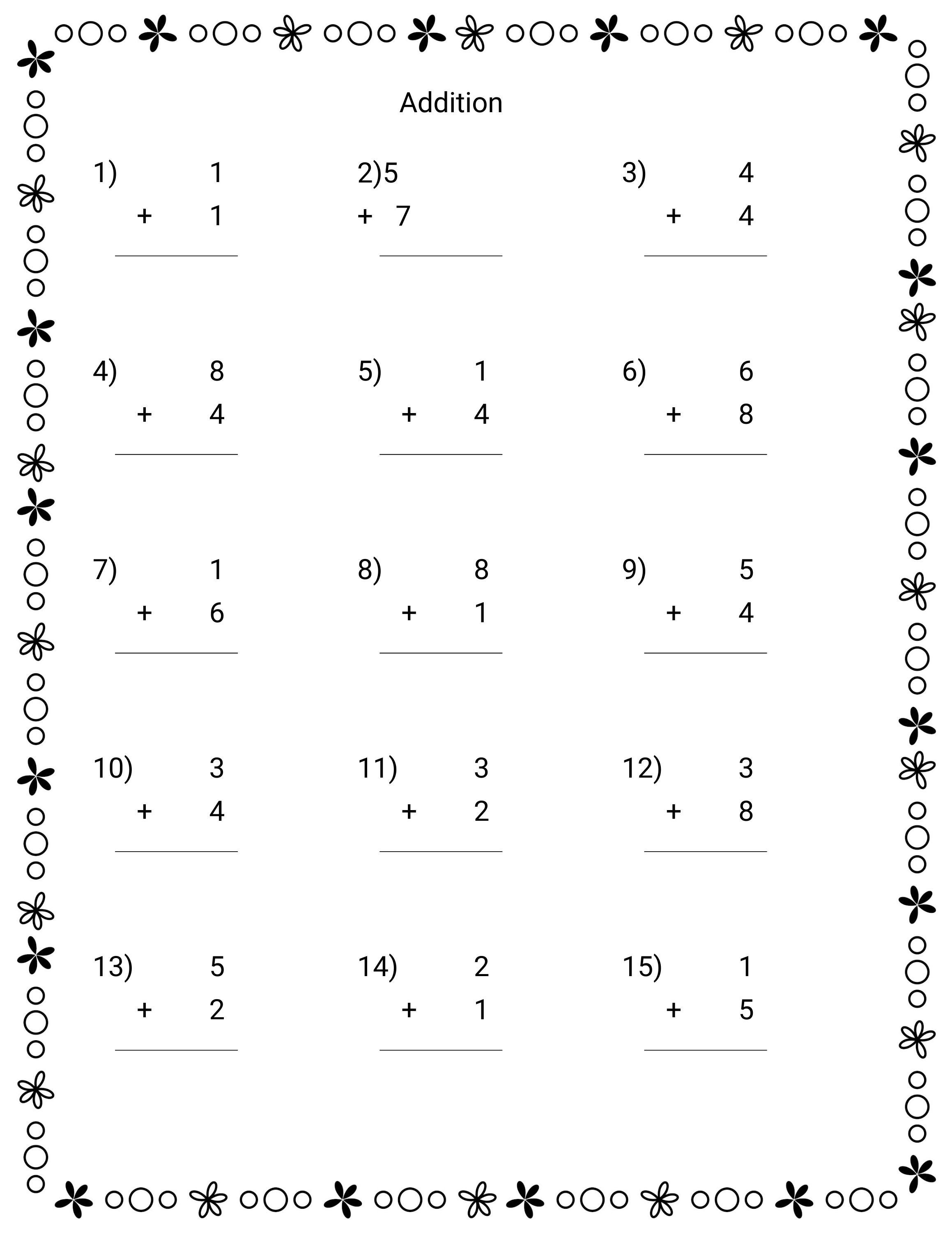 Addition Worksheet, 50 Practice Sheets With Answers, Single Digit ...