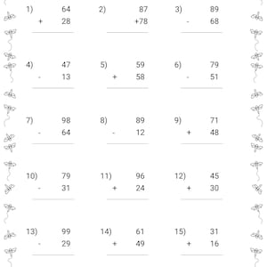Double Digit Addition and Subtraction Worksheet, 60 Practice Sheets ...