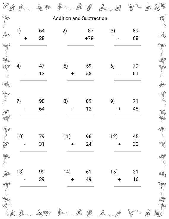 Simple Addition Subtraction Worksheets