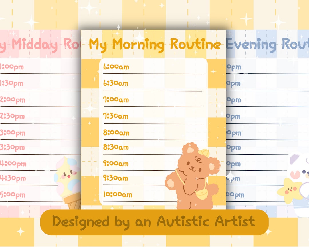 Daily Routine Organisers Morning, Midday, Evening 3pcs Neurodivergent ...