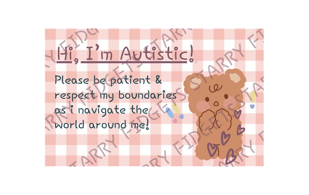 Autism Awareness Lanyard Card Kawaii Aesthetic Plaid Picnic Bear ...