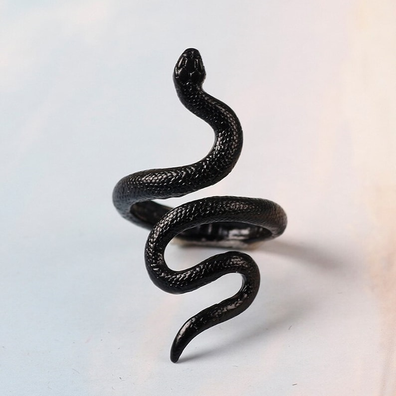 Adjustable Black Snake Ring Silver Snake Ring Gold Rings - Etsy