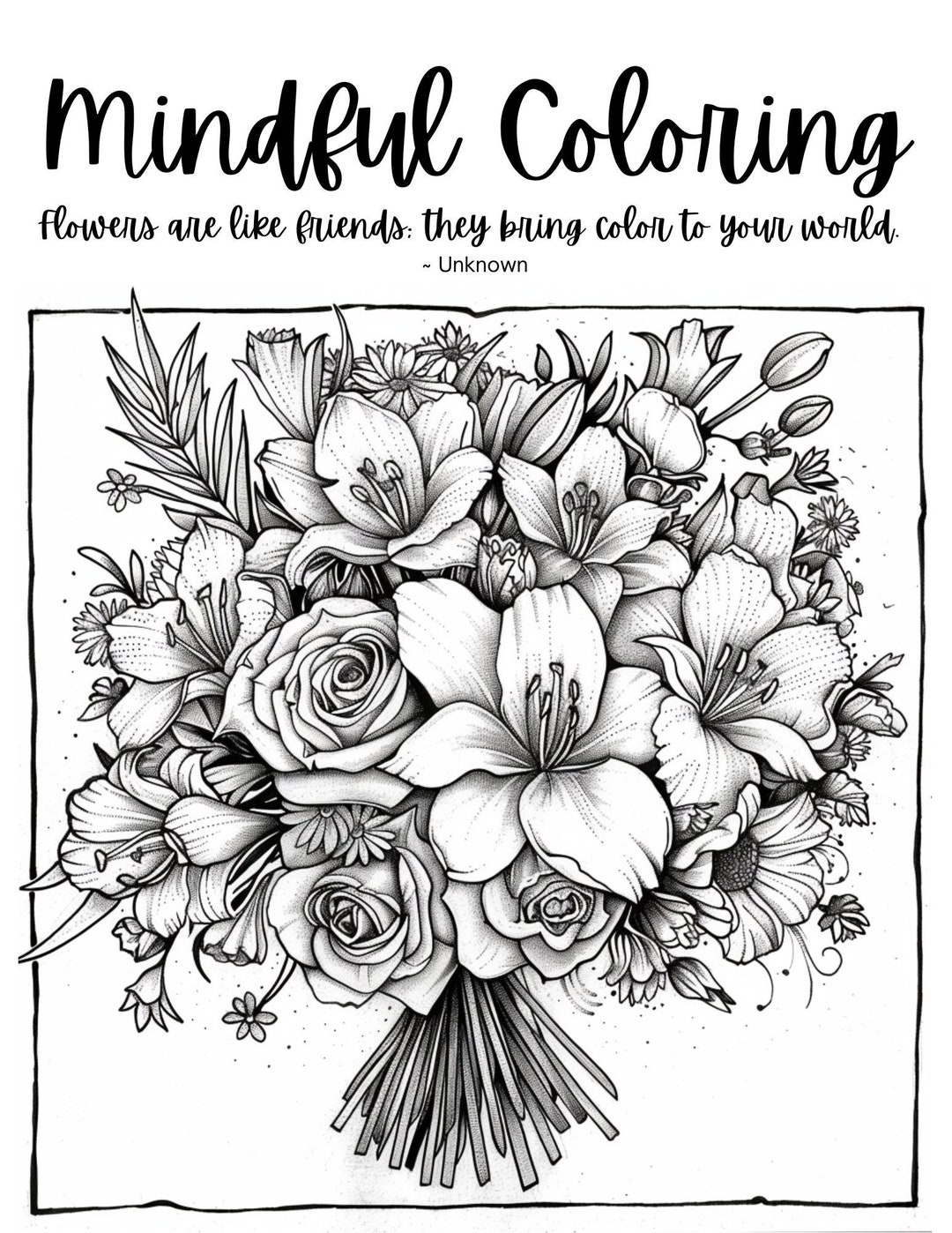 Mindful Coloring- Flowers - Etsy