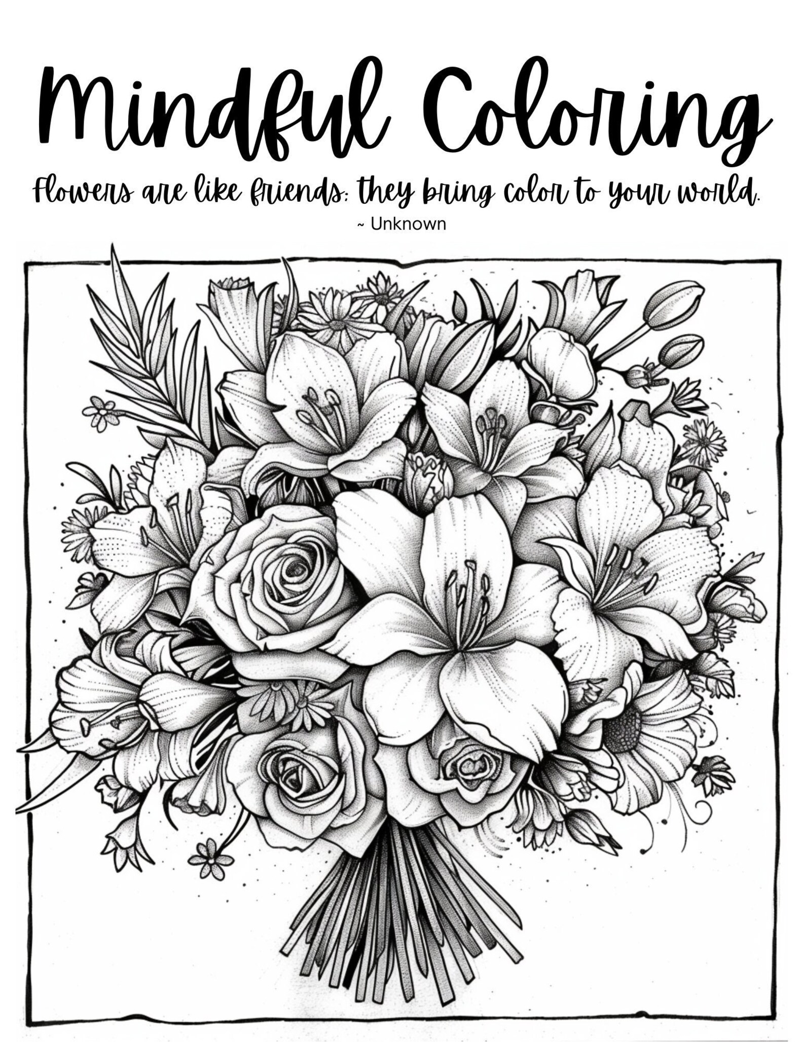 Mindful Coloring- Flowers - Etsy