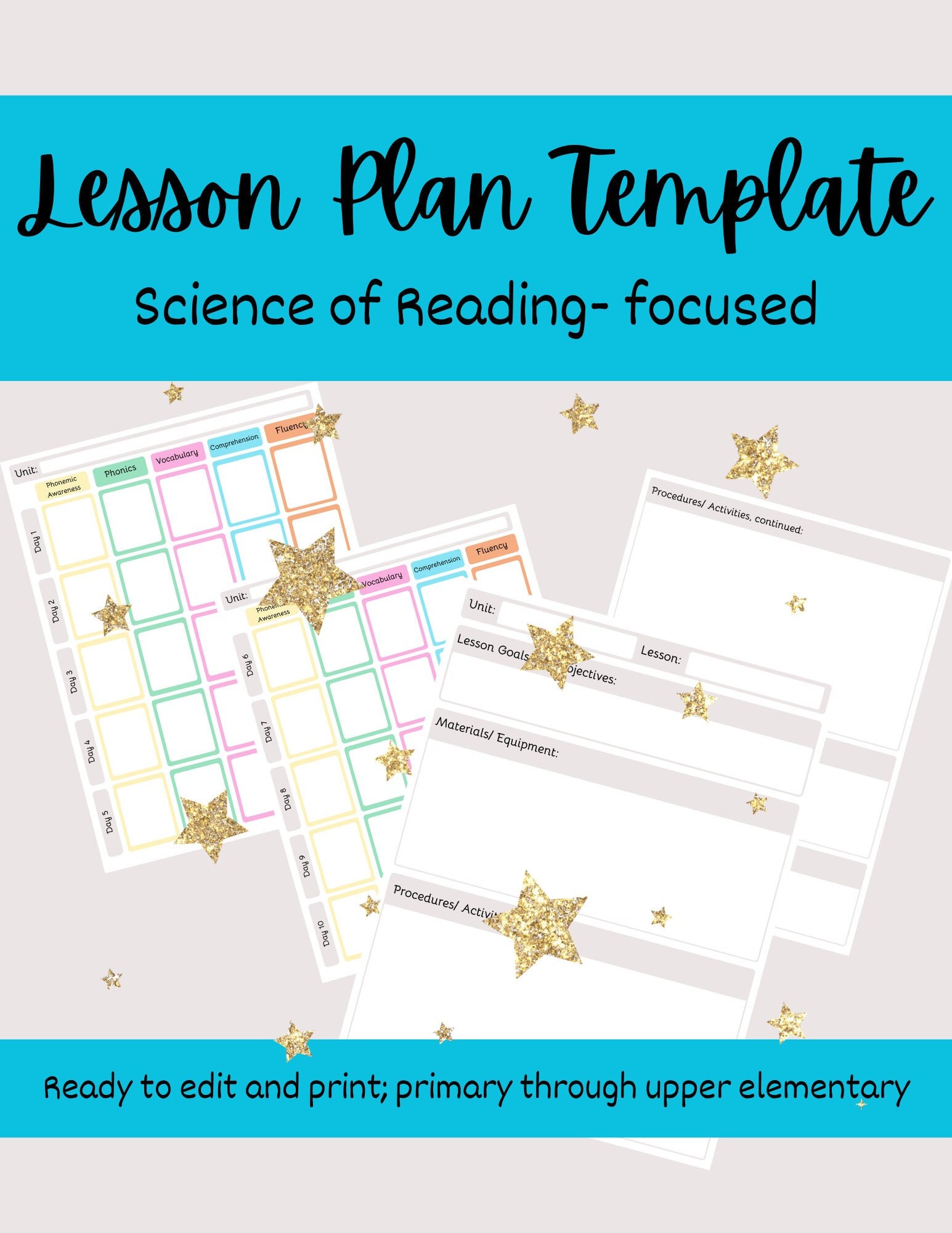Lesson Plan Template/ Science of Reading Focus - Etsy