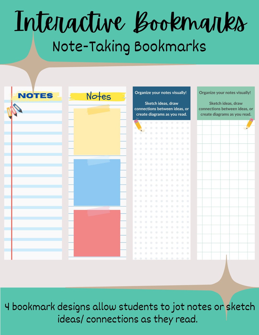 Note Taking Interactive Bookmarks - Etsy