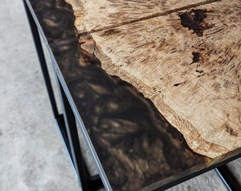 Oak & Resin Sides Table in Anthracite Grey - Etsy