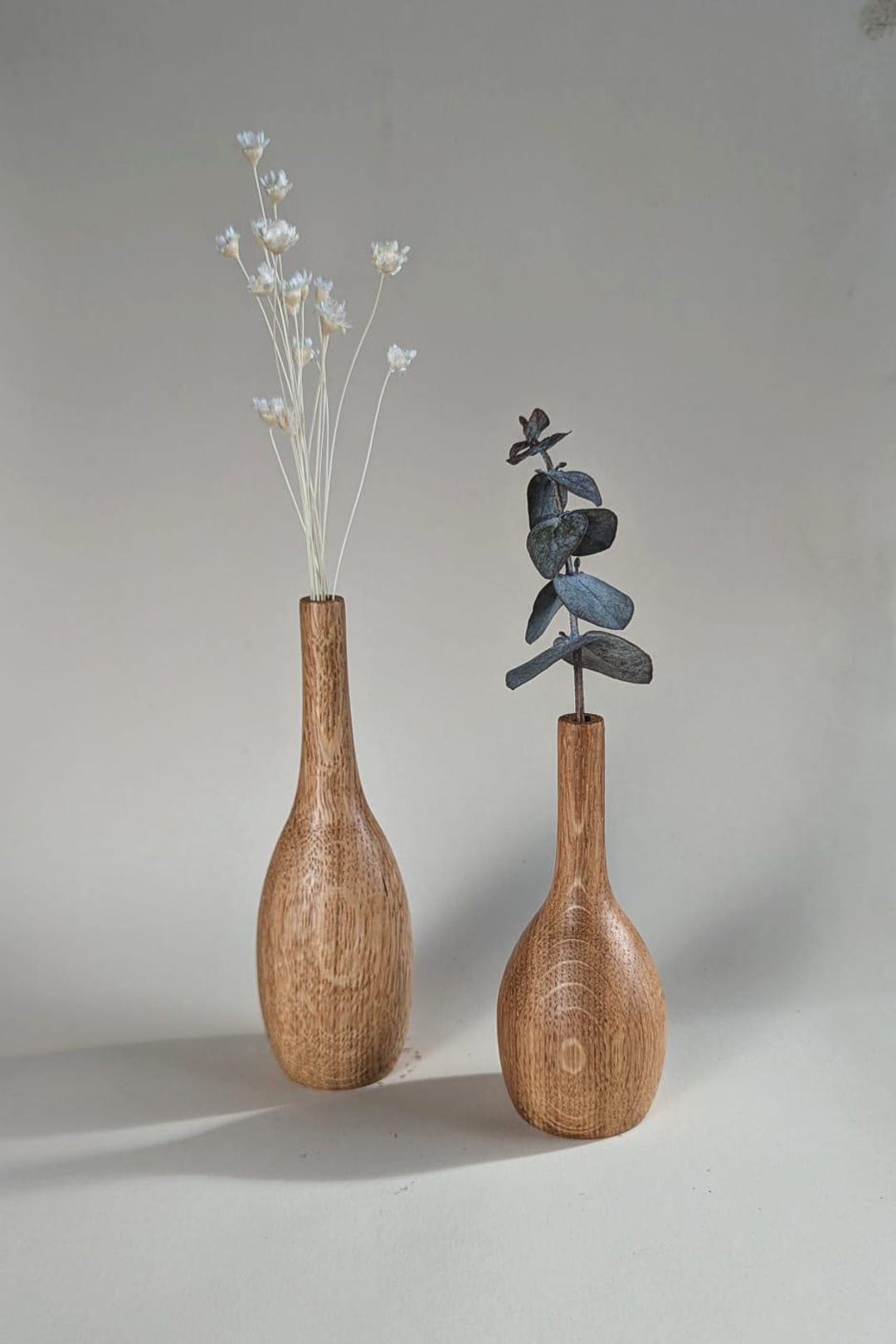 Pair of Hand Turned Oak Vases Gifts for Her, Home Decor, Handmade ...