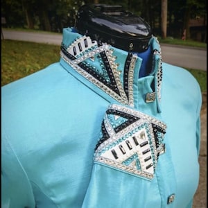 Hot Selling Sea Blue Show Shirt With Matching Saddle Blanket | Rodeo ...