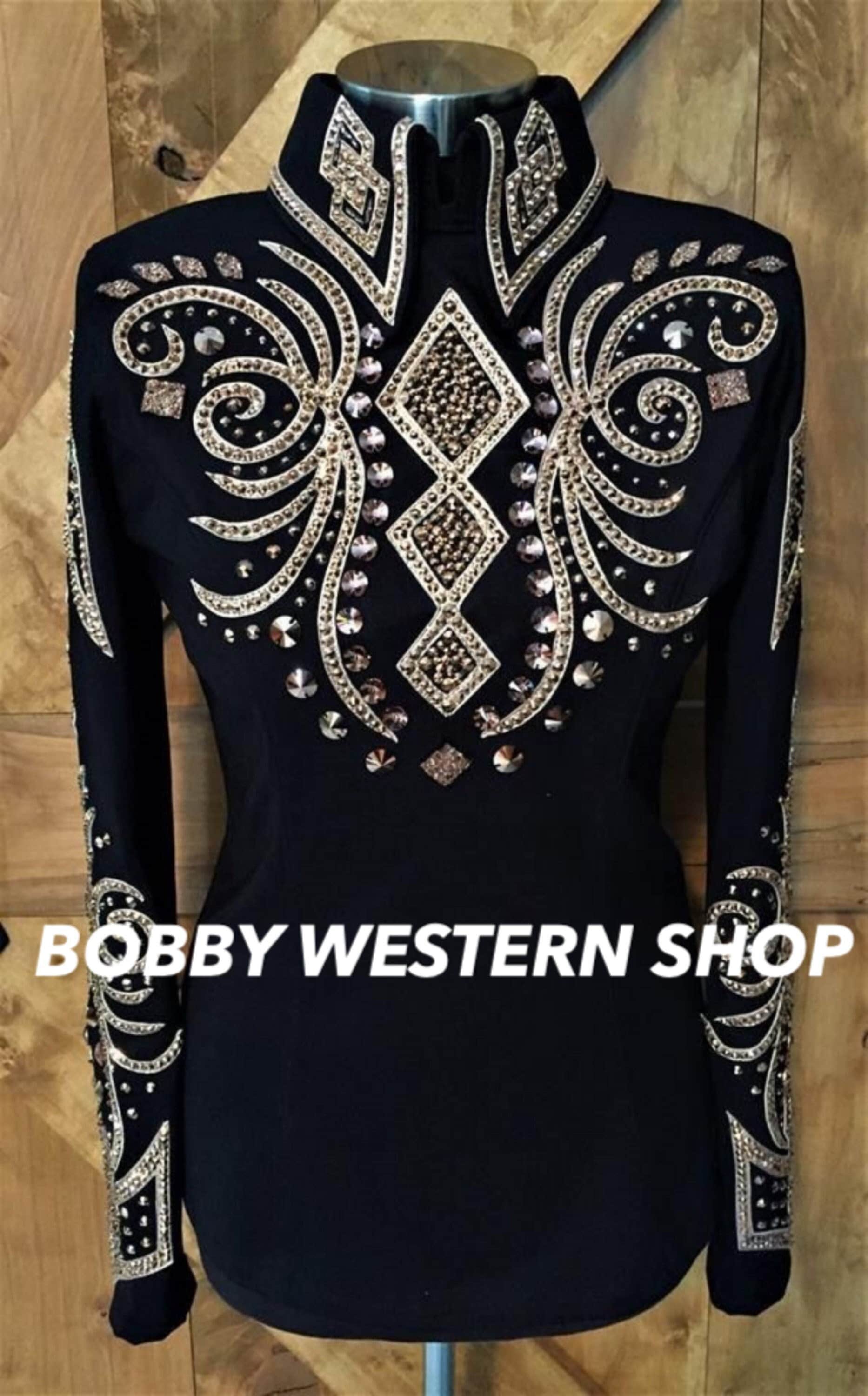 Custom Made Golden Stones With Black Base Crotch Top Body Suit Western ...