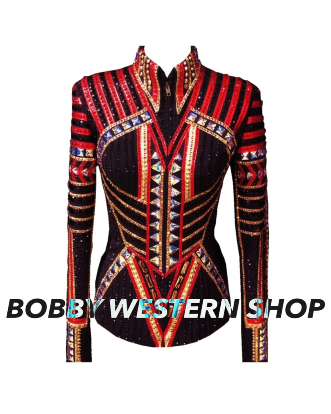 Stunning Red & Copper Western Show Jacket With Black Base Rodeo Queen ...