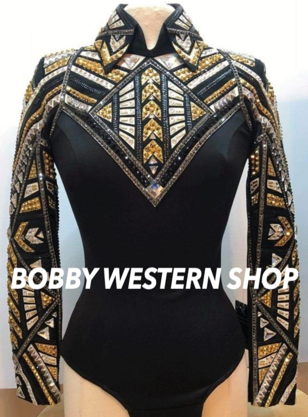 Custom Made Gold Stones and Crystal With Black Base Crotch Top Western ...