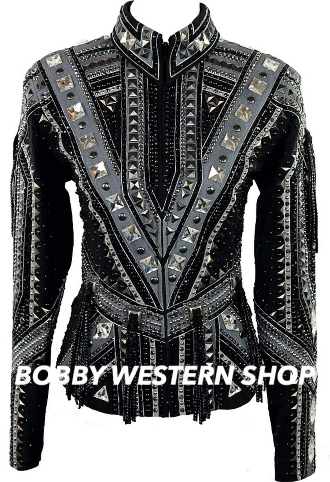 Western Show Jacket - Black and Grey Accent on Black Base Showmanship ...