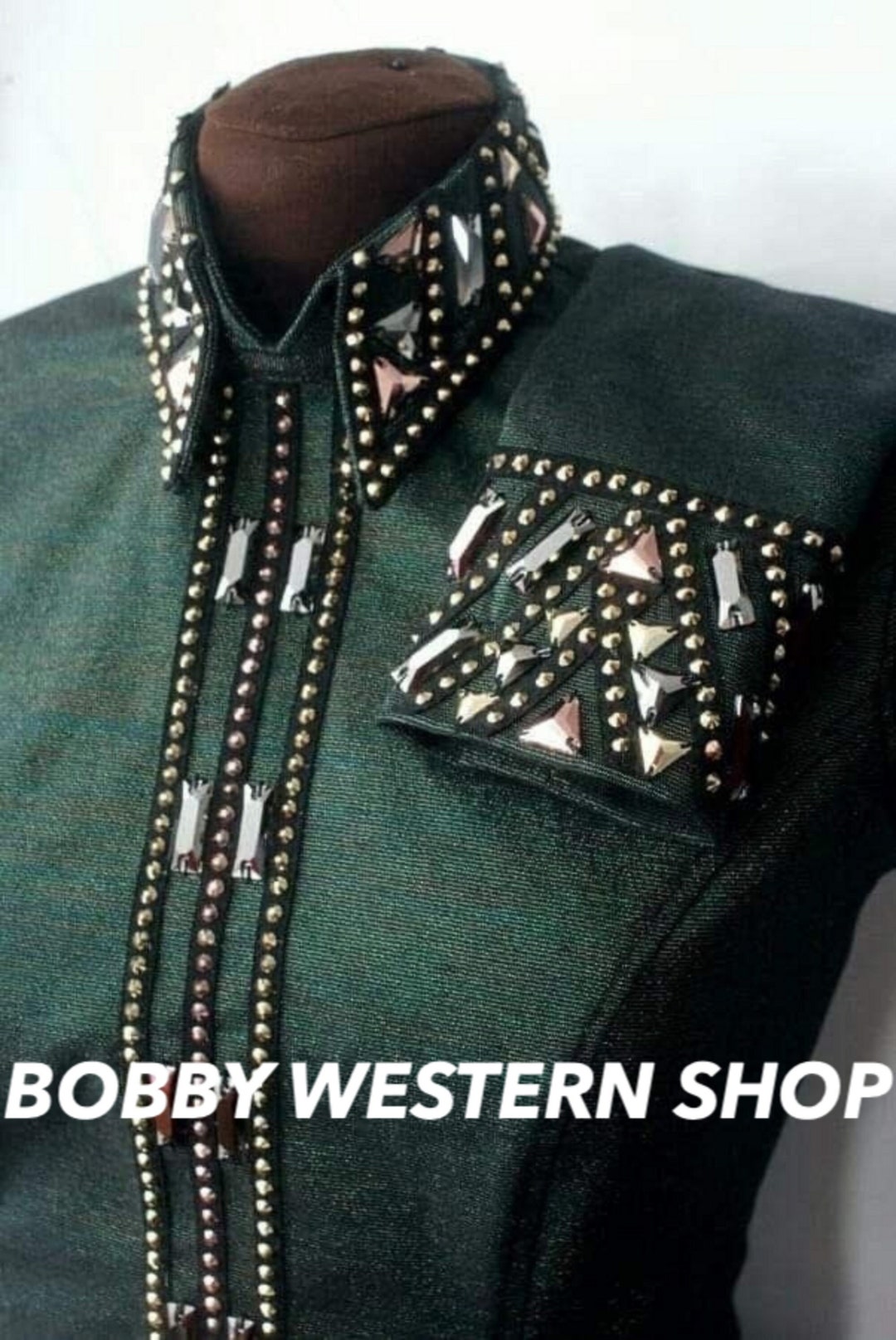 Western Dark Green Show Shirt for Rodeo Queen Dress Horse Riding ...