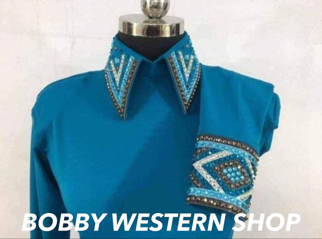 Best Selling Turquoise and Black With Blue Base Show Shirt With ...