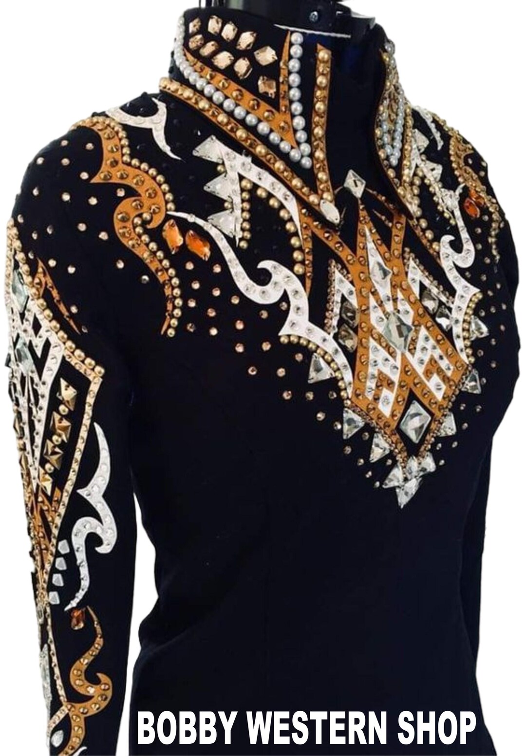 Orange and White Accent on Black Base Showmanship Jacket - Crotch Top ...