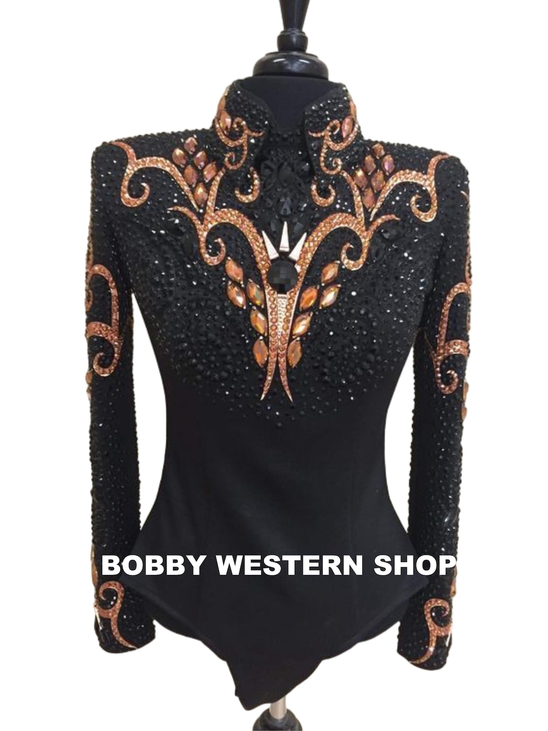 Custom Made Copper Western Show Bodysuit With Black Base | Showmanship ...