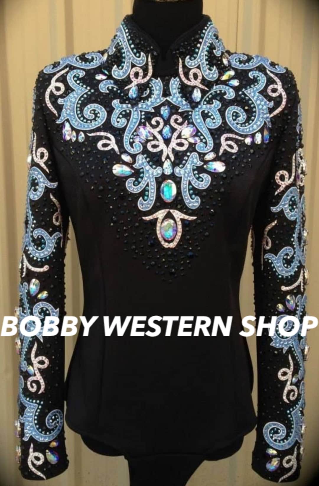 Custom-made Blue and Black Western Show Jacket, Crotch Top / Body Suit ...